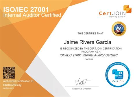 Jaime Rivera Garcia En Linkedin Iso27001 Ciberseguridad Auditorinterno27001 Certjoin