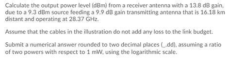 solved calculate the output power level dbm from a