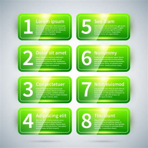 번호 레이블이있는 광택있는 녹색 Infographic Eps Uidownload