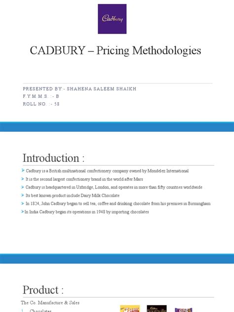 Cadbury Pricing Methodologies Pdf Chocolate Pricing