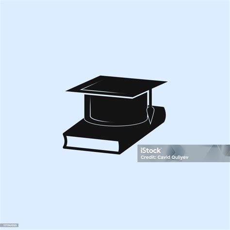 책과 학사 모자 아이콘입니다 교육 학업 학위 프리미엄 품질의 그래픽 디자인 표지판 개요 기호 컬렉션 웹 사이트에 대한 간단한 아이콘 웹 디자인 모바일 앱 검은색에 대한 스톡