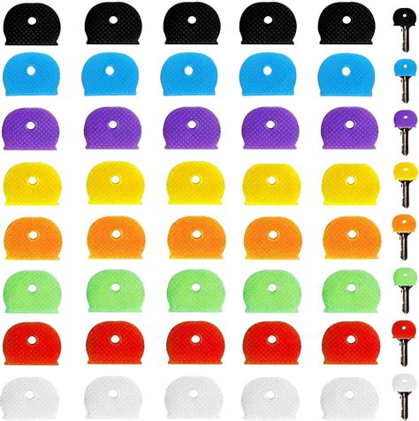 40 Pack Key Caps Covers Tags Set Plastic Key Color Identifiers Labels Colored Key Covers Key