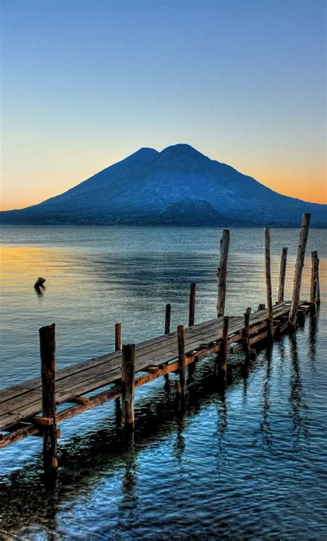 Lago De Atitlan E Vulcão Toliman Guatemala América Central Fotografia De Paisagem Lago