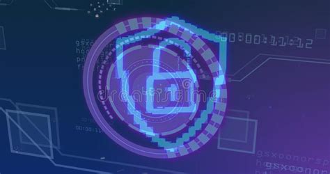 Image Of Scope Scanning With Padlock Icon Over Data Processing Stock Illustration Illustration