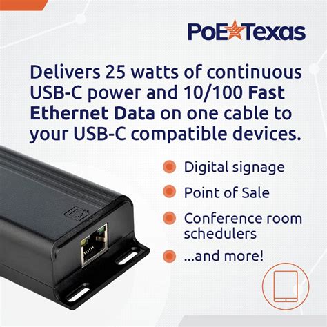 Buy PoE Texas PoE Power And Data To USB C Converter And PoE Injector Single Port PoE Power