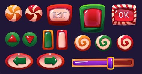 Free Vector Candy Game Ui Buttons Set