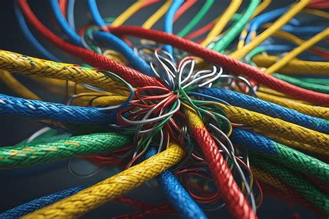 Premium Ai Image Abstract Array Of Colorful Network Transmissions Cables Computer Technology