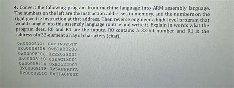 Convert The Following Program From Machine Language Chegg