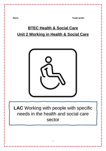 Btec Unit 2 Working In Handsc Laa Lab And Lac Work Booklets Teaching Resources