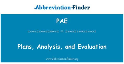 Pae Stands For Plans Analysis And Evaluation Abbreviation Finder