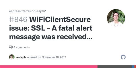 wificlientsecure issue ssl a fatal alert message was received from