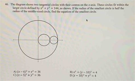 Solved The Diagram Shows Two Tangential Circles With Their Centres On The X Axis These