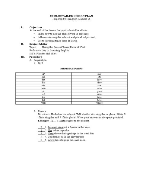 Lesson Plan Ed Elec Pdf Linguistics Grammar