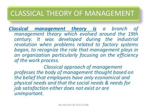 Classical Theory Of Management