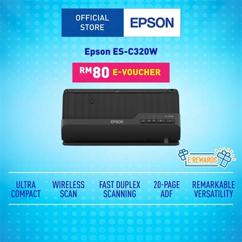 Epson Workforce Es C320w Wireless Compact Desktop Document Scanner With Auto Document Feed