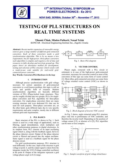Pdf Testing Of Pll Structures On Real Time Systems