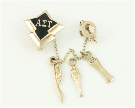 Vintage 10k Alpha Sigma Tau Sorority Pin Vintage 10k Enamel Alpha Sigma Tau Pledge Badge