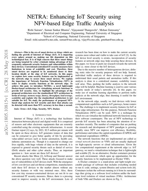 pdf netra enhancing iot security using nfv based edge traffic analysis