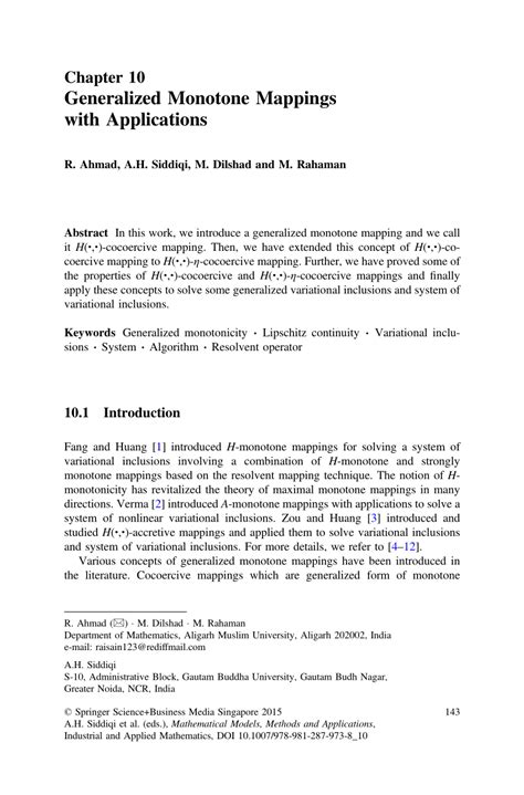 Pdf Generalized Monotone Mappings With Applications