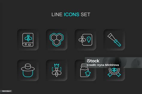세트 라인 최고의 꿀벌 꿀 항아리 여왕 보호 모자 양봉 칼 위치 벌집 및 아이콘에 대한 책과 양봉가 벡터 1위에 대한 스톡 벡터 아트 및 기타 이미지 Istock