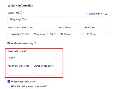 how to create recurring event in eventin documentation for plugins