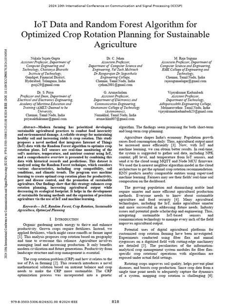 iot data and random forest algorithm for optimized crop rotation