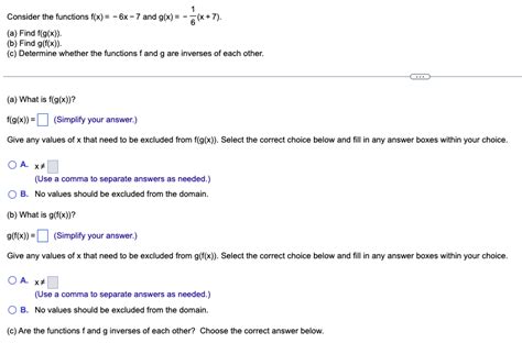 Solved 1 Consider The Functions F X 6x 7 And G X