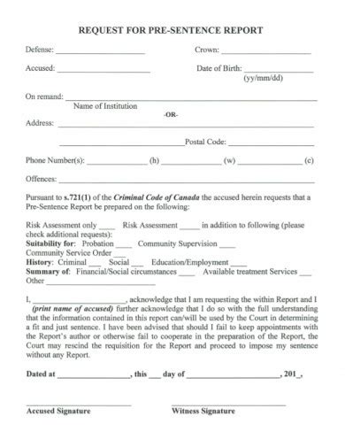 9 Pre Sentence Report Examples To Download