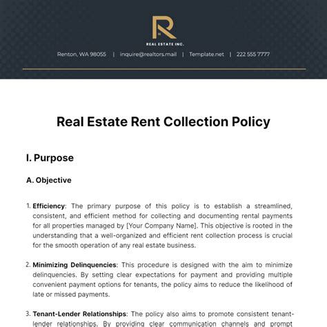 Free Real Estate Rent Collection Policy Template to Edit Online