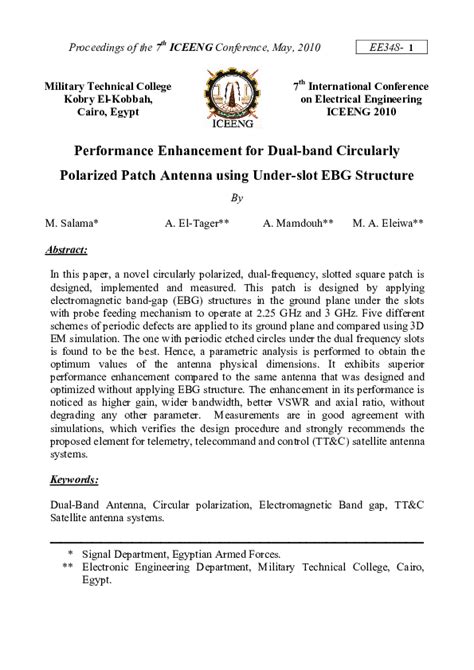 Pdf Performance Enhancement For Dual Band Circularly Polarized Patch Antenna Using Under Slot