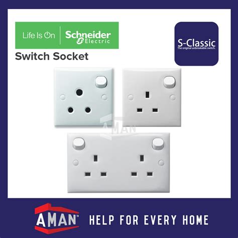 Schneider S Classic Clipsal Switch Socket 3 Pin 1 Gang 2 Gang 13a 15a