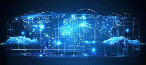 Global Network World Map Connectivity Blue Abstract Background Technology Communication