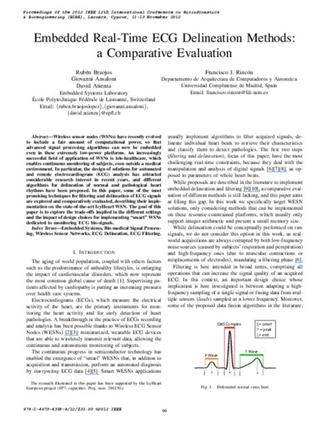 Pdf Embedded Real Time Ecg Delineation Methods A Comparative Evaluation