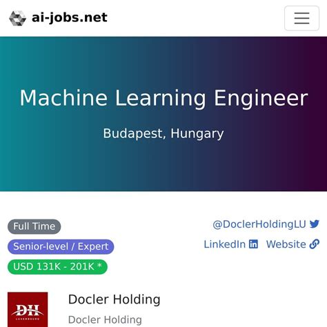 Hiring Machine Learning Engineer In Budapest Hungary Raimljobs