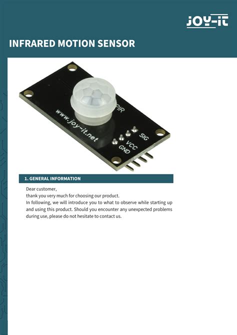 User Manual Joy It Sbc Pir English 8 Pages