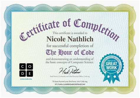 Nicoles Us History Coding Certificate