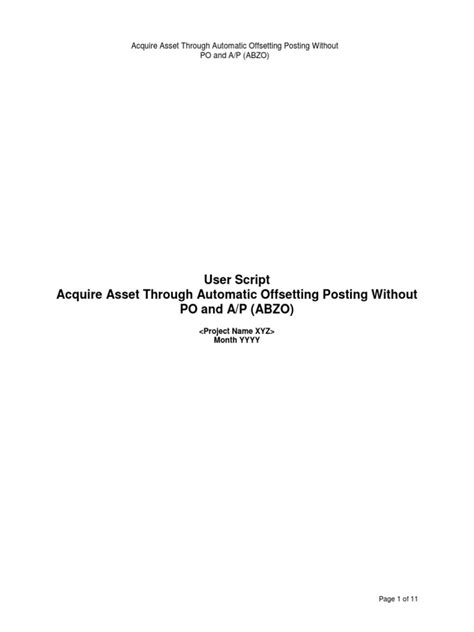 Ap235 Acquire Asset Through Automatic Offsetting Posting Without Po And A P Abzo Pdf