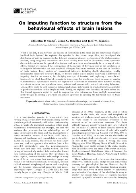Pdf On Imputing Function To Structure From The Behavioral Effects Of