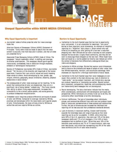 Race Matters Unequal Opportunities Within News Media Coverage The