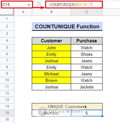 Use COUNTIF Function To Count Unique Values In Google Sheets