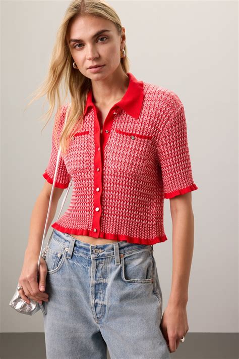 Red Polo Knit Top By Maje Rent The Runway
