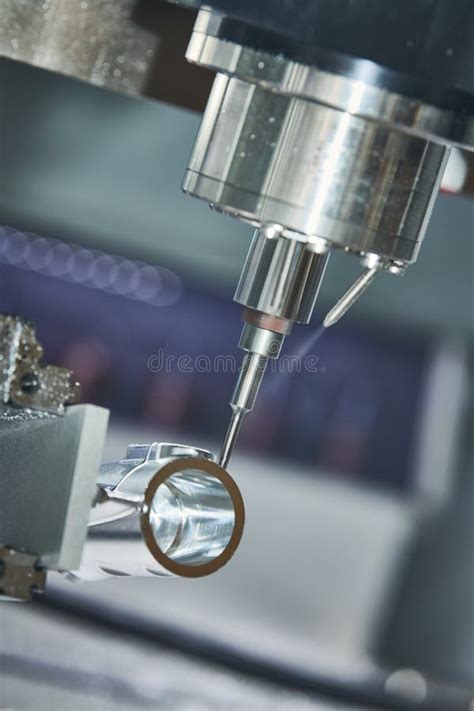 Precision Machining Metal Detail On Cnc Milling Machine Stock Image Image Of Turning