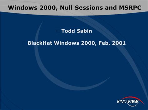 Ppt Windows 2000 Null Sessions And Msrpc Powerpoint Presentation