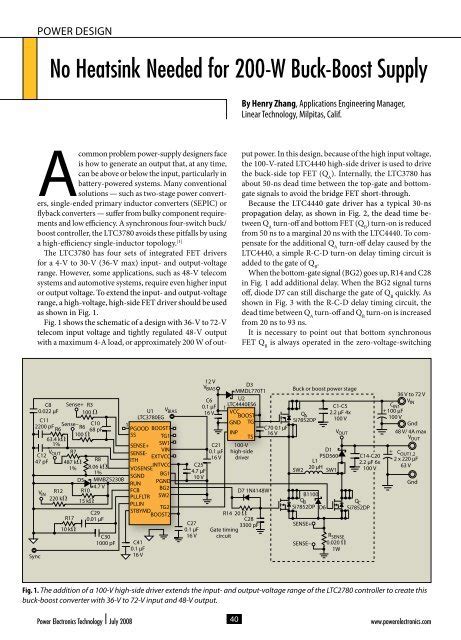 No Heatsink Needed For 200 W Buck Boost Power Electronics