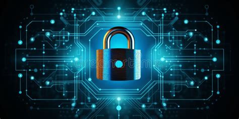 Digital Padlock On Virtual Network Cybersecurity Concept Futuristic Cyber Security With