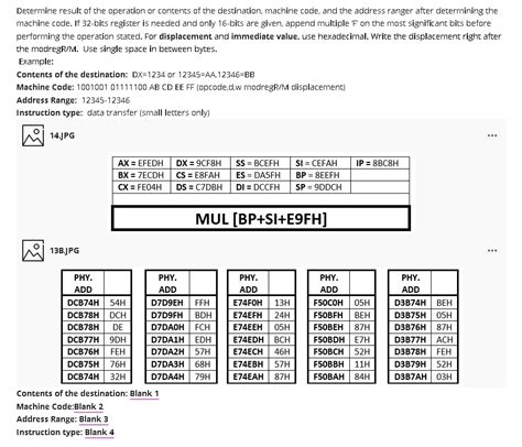 Solved Determine The Result Of The Operation Or Contents Of The Destination Machine Code And