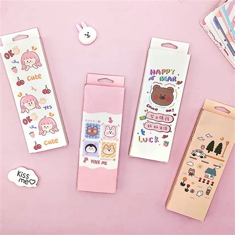 30pcsbox Creative Cartoon Bear Cute Boxed Paper Bookmarks Student Cute