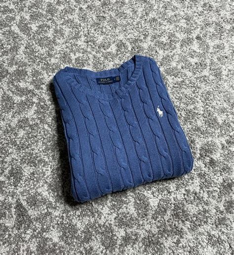 Ralph Lauren Blue Cable Knit Braid Sweater Knitwear Polo Ralph Lauren