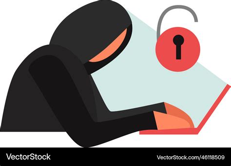 Hacker Cracking Lock Composition Royalty Free Vector Image