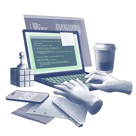 Programmer Writing Code On Laptop Illustration